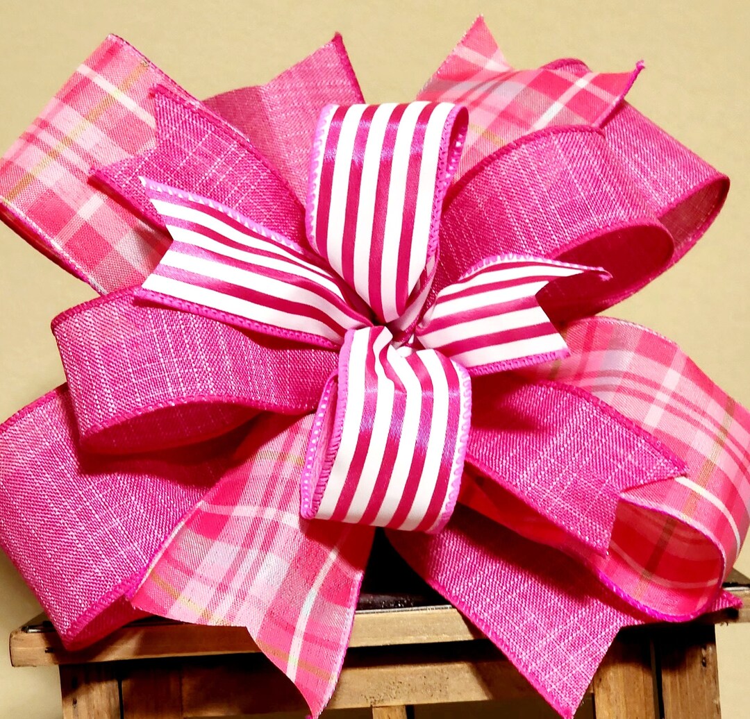 Pink Bow Pink Wreath Bow Pink Lantern Bow Valentine Bow Handmade Bow ...