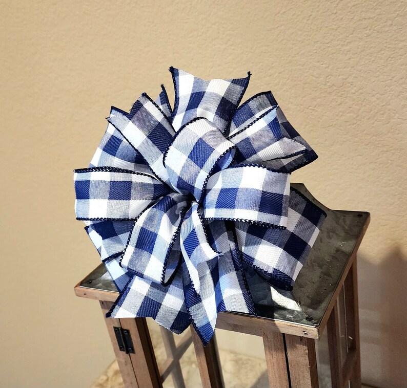 Navy Blue Wreath Bow Lantern Bow Farmhouse Bow Handmade Bow Navy Blue ...