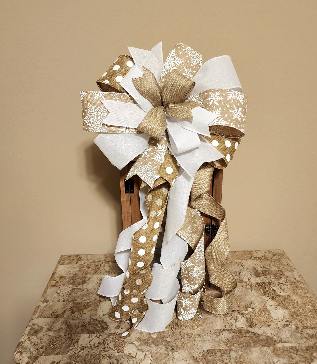 Tree Topper Bows Lantern Bow Snowflake Bow Christmas Bow Handmade Bow ...