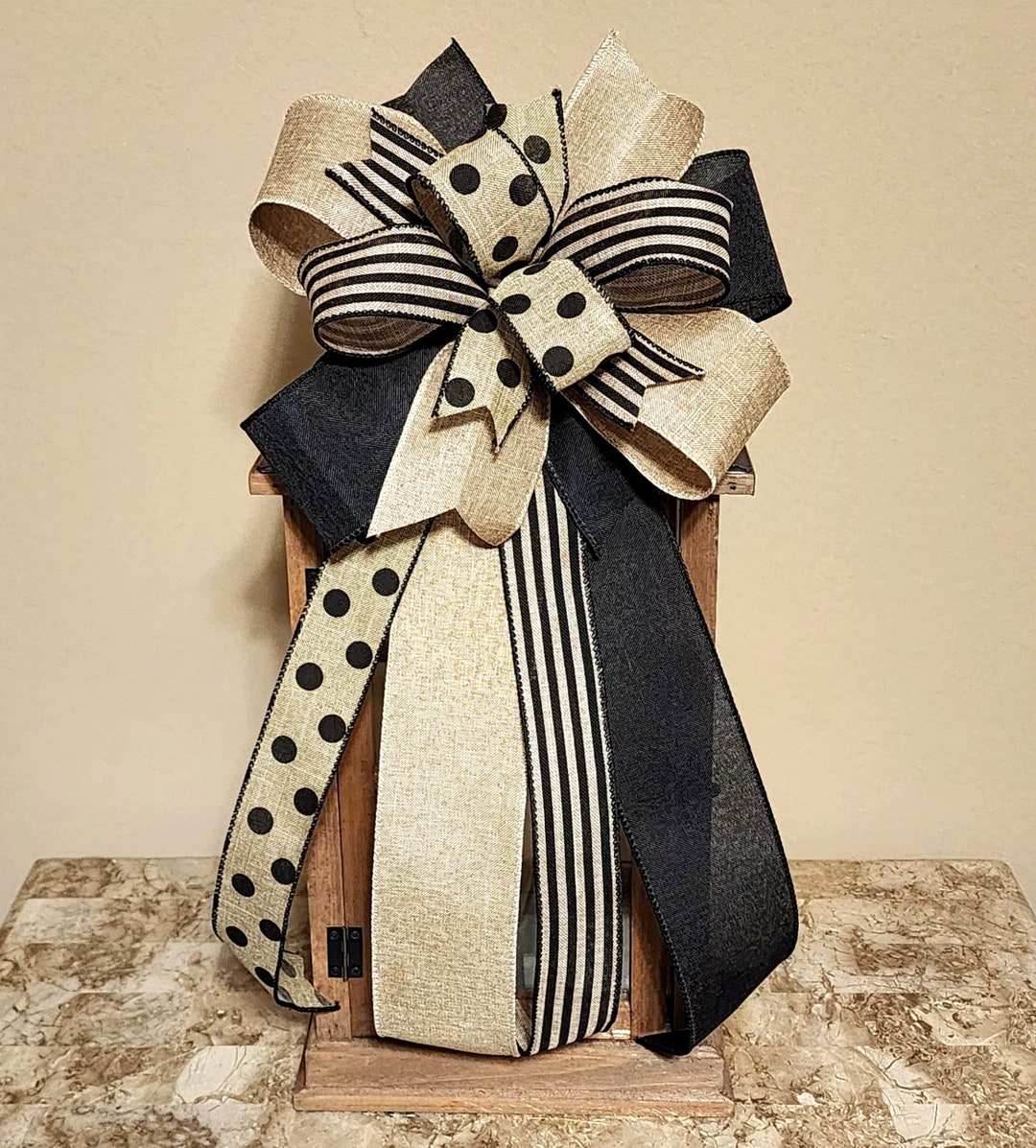 Wreath Bow Lantern Bow Farmhouse Bow Handmade Bow Striped Bow Plaid Bow
