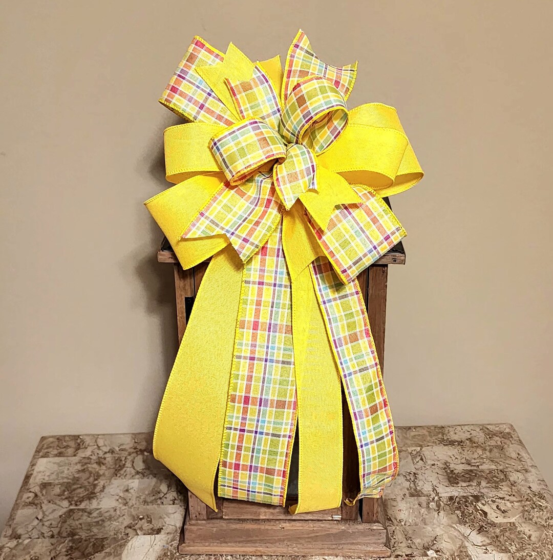 Yellow Bow Yellow Wreath Bow Yellow Plaid Lantern Bow Yellow Bow ...