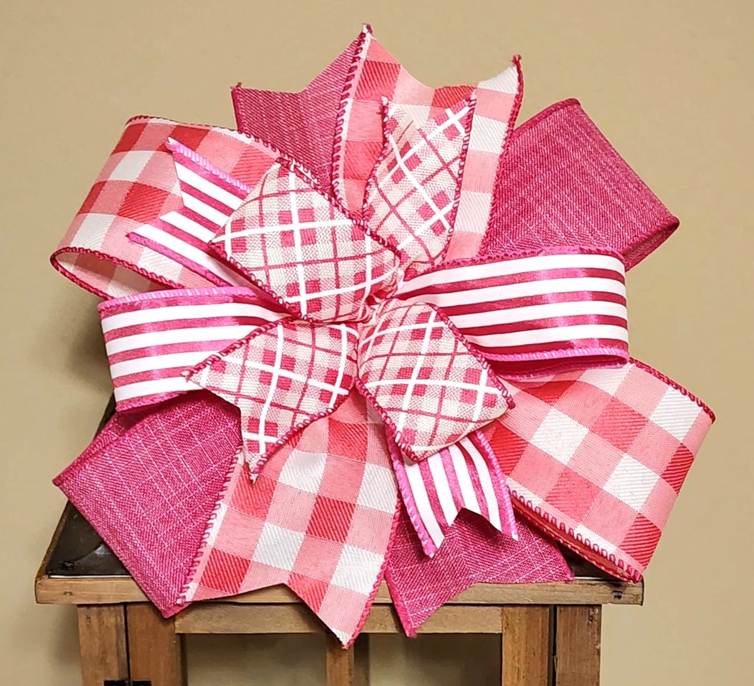 Pink Bow Pink Wreath Bow Pink Lantern Bow Valentine Bow Handmade Bow ...