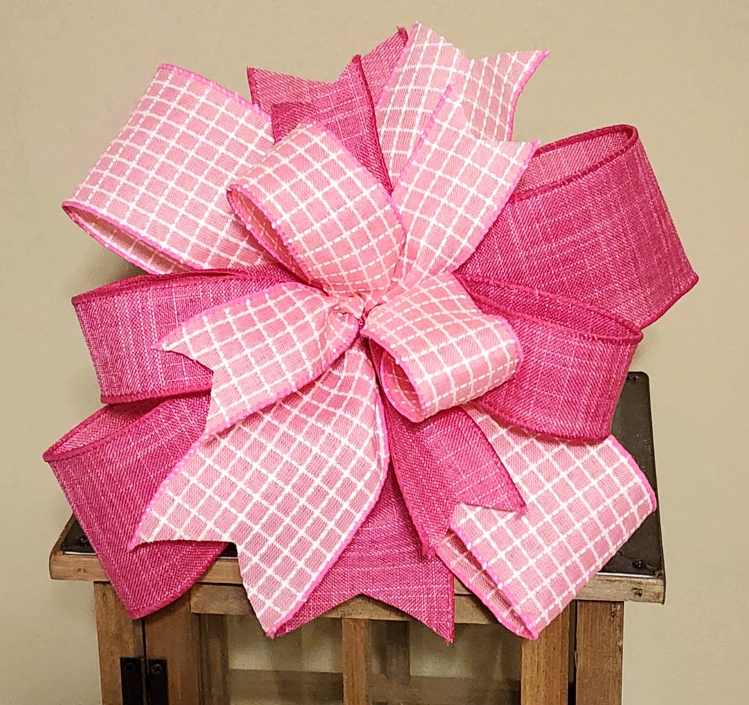 Pink Bow Pink Wreath Bow Pink Lantern Bow Valentine Bow Handmade Bow ...