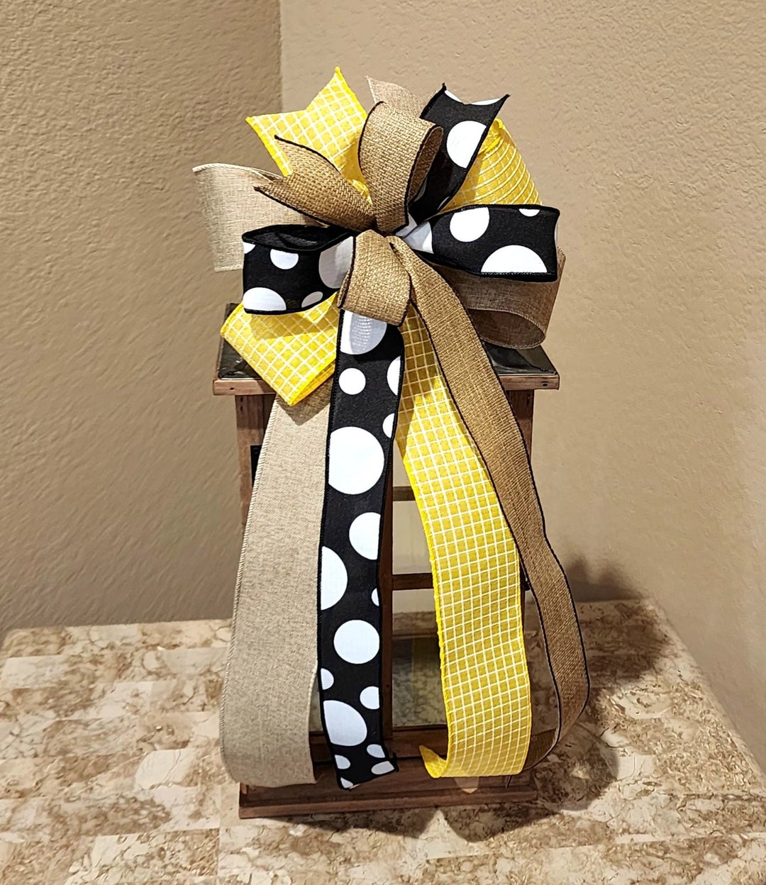 Wreath Bow Lantern Bow Farmhouse Bow Handmade Bow Everyday Bow Plaid ...