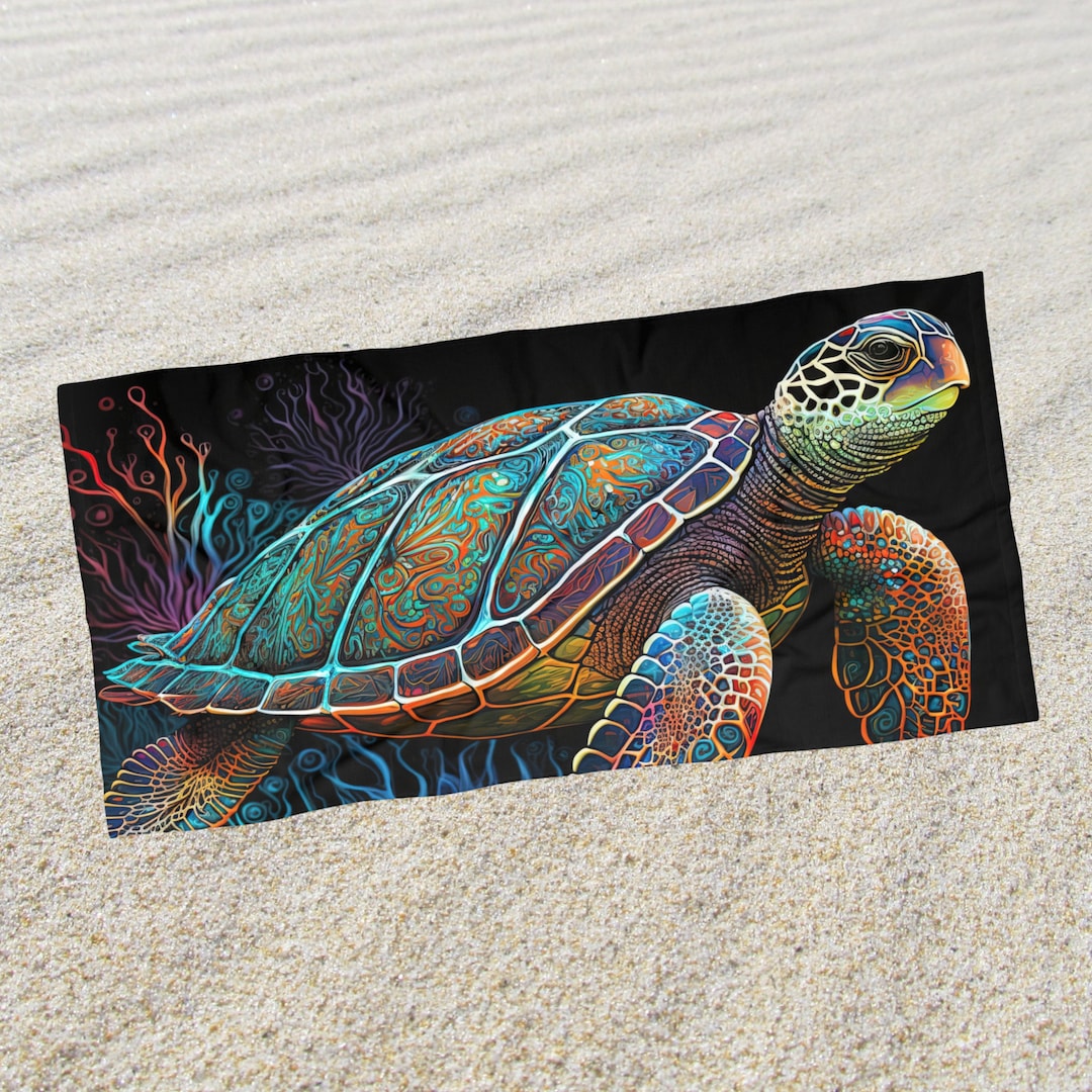 Beach Towel Sea Turtle Pool Towel Sea Creature Large Thick Comfortable ...