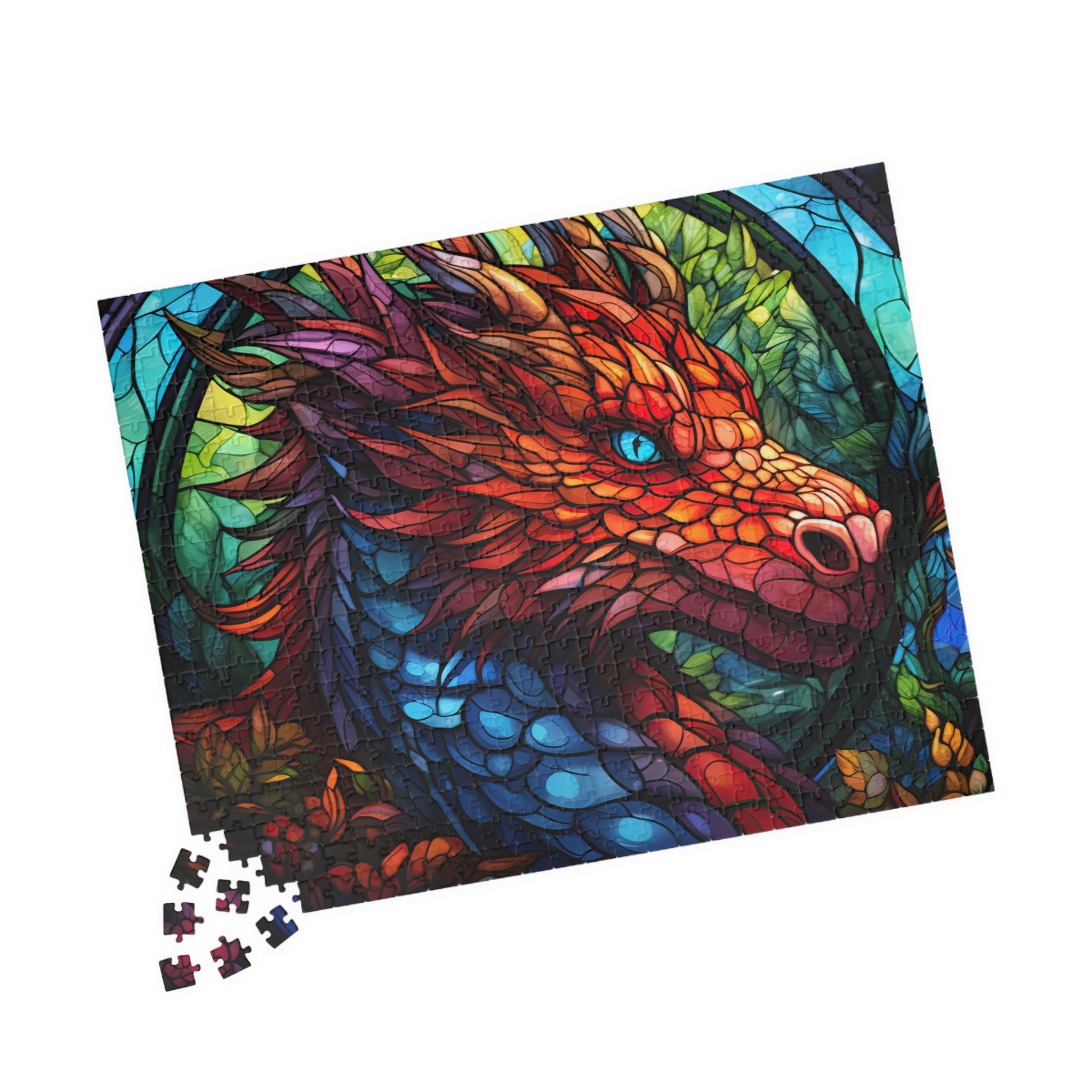 Jigsaw Puzzle Dragon Stained Glass Fantasy Adult 1000 Piece - Etsy