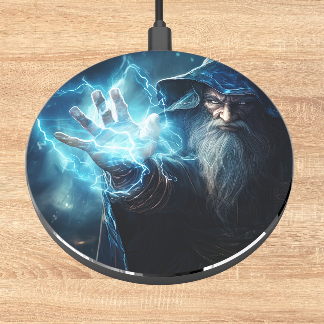 Wireless Phone Charger With Wizard Casting Lightning Bolt Spell ...