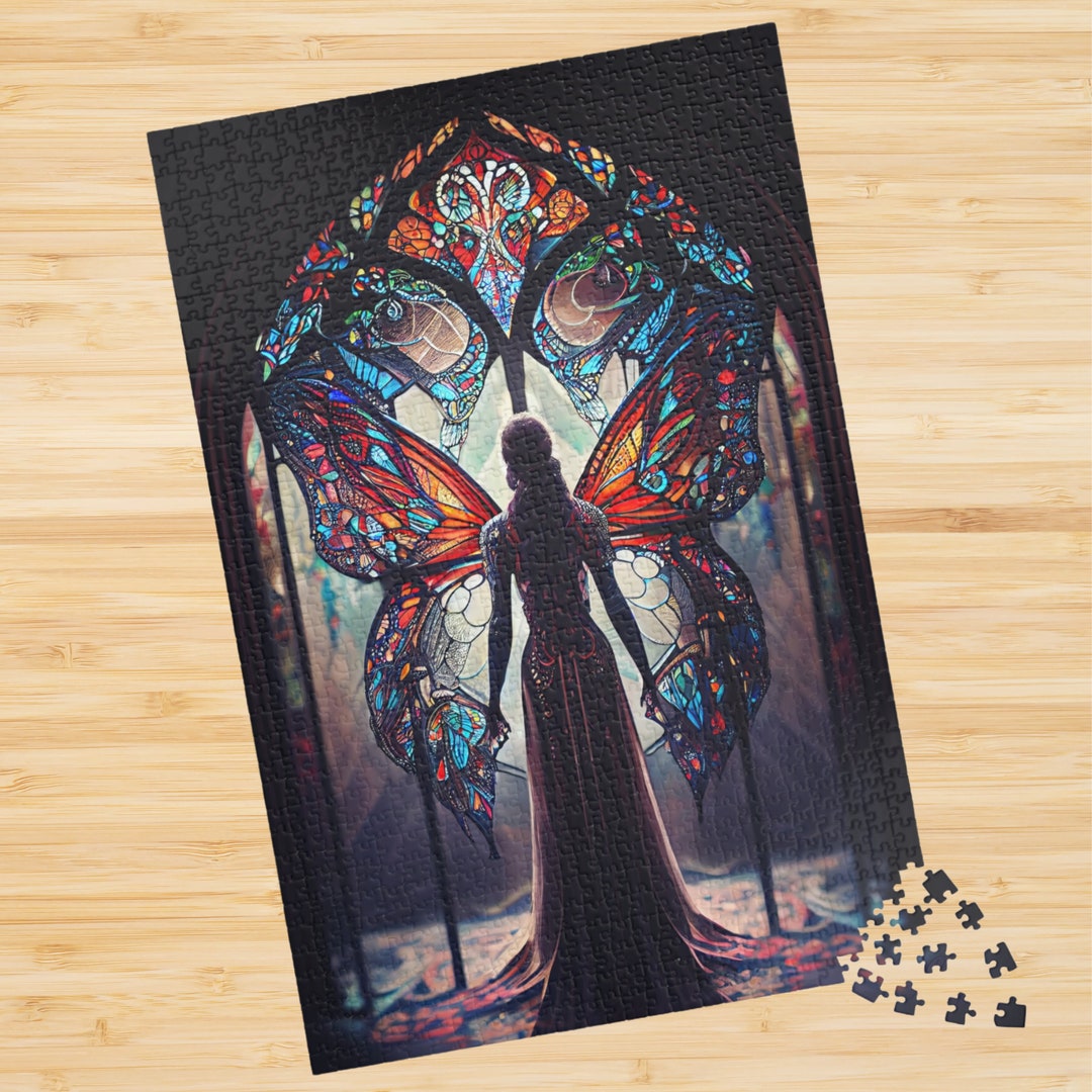 Puzzle Butterfly Wing Jigsaw Puzzle Stained Glass Window Puzzle Elegant ...