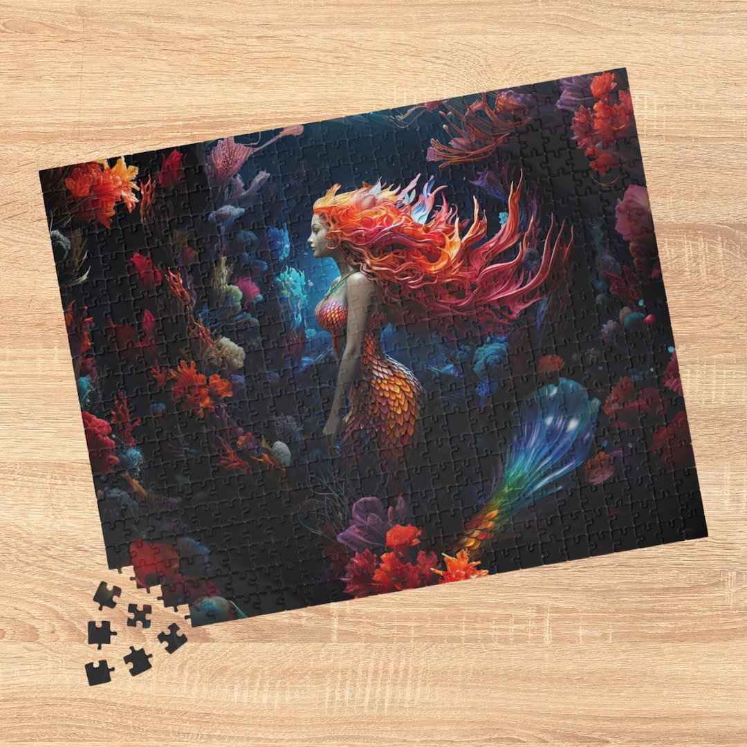 Mermaid Jigsaw Puzzle, Colorful Marine Puzzle Ocean Siren, Underwater ...