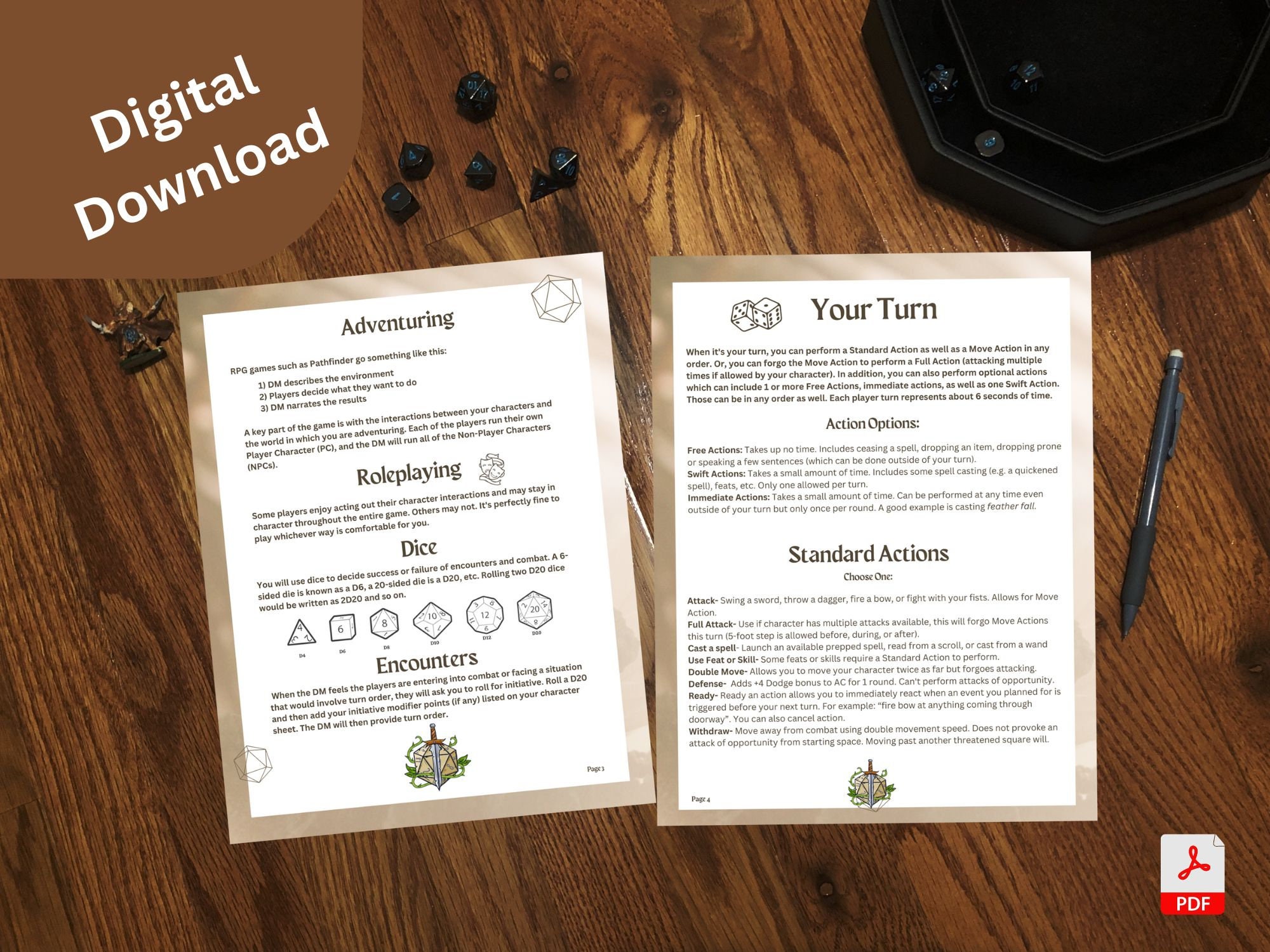 Pathfinder Beginner Cheat Sheet Printable Pathfinder Cheat Sheet RPG ...