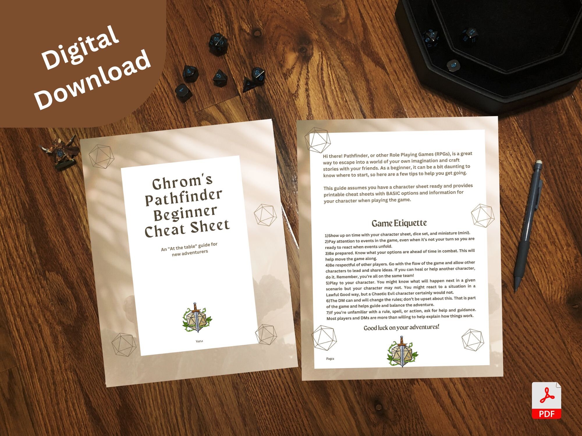 Pathfinder Beginner Cheat Sheet Printable Pathfinder Cheat Sheet RPG ...