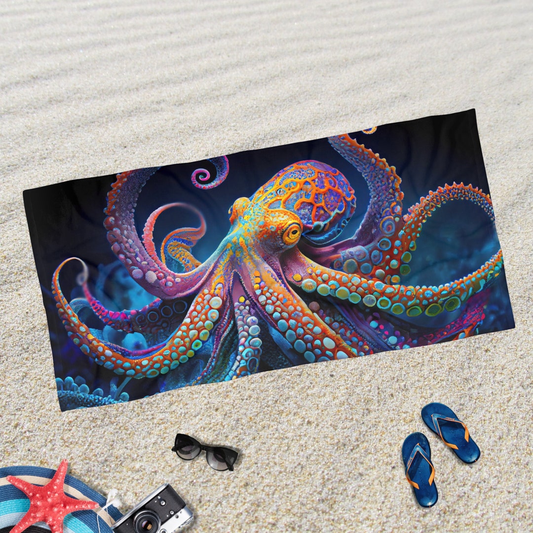 Beach Towel Octopus Pool Towel Sea Creature Large Thick Comfortable ...