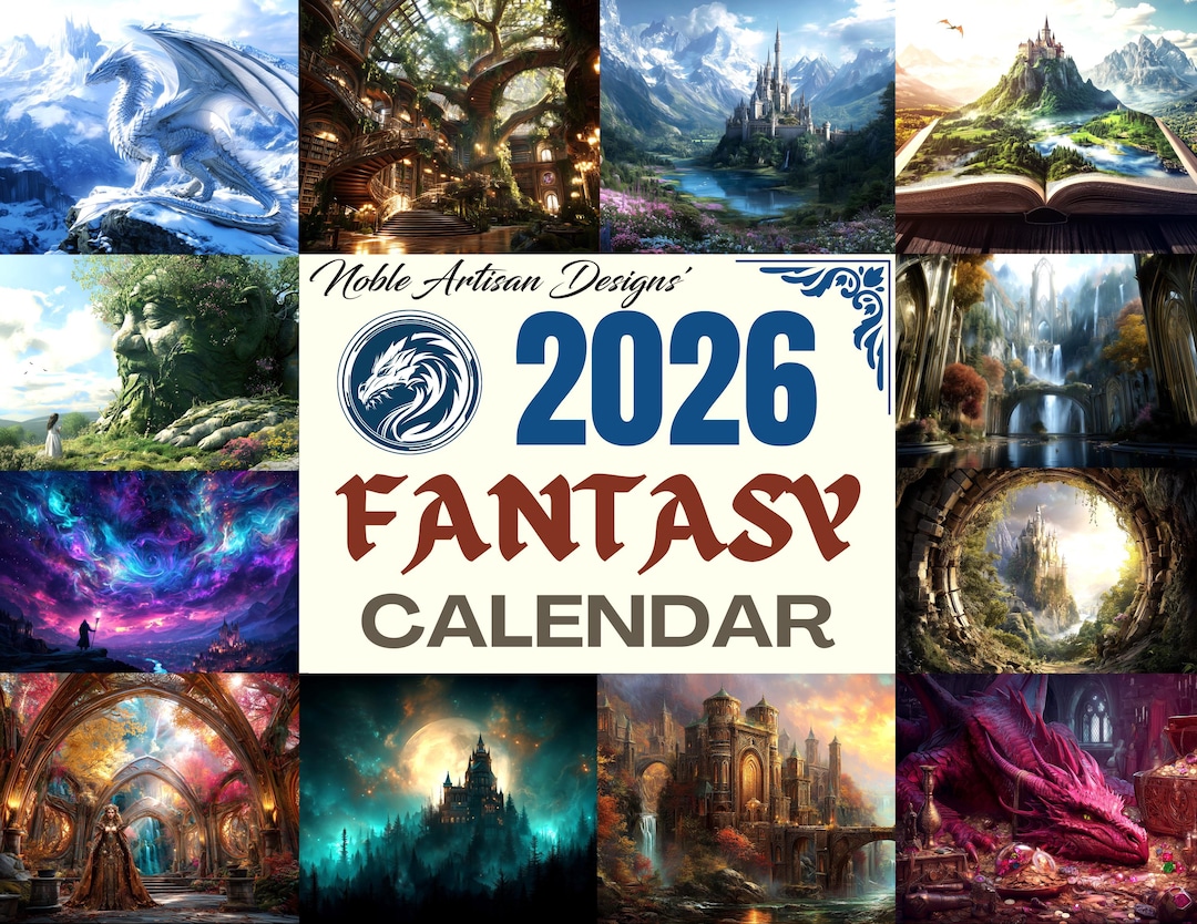 2026 Fantasy Wall Calendar, Dragon and Castle Theme, Gift for Fantasy ...