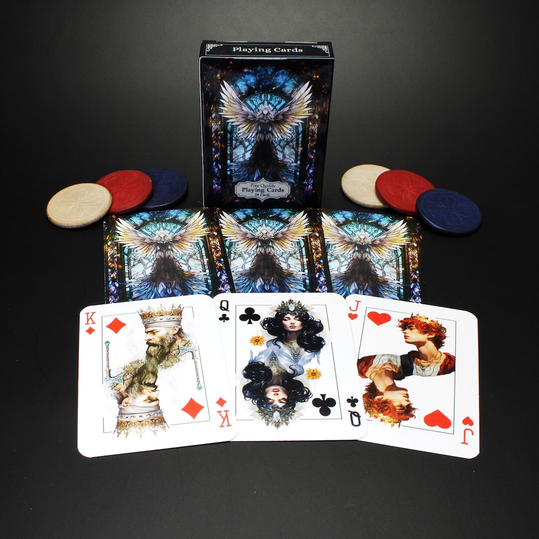 Gothic Angel Playing Cards, Angel Poker Cards, Stained Glass Window ...