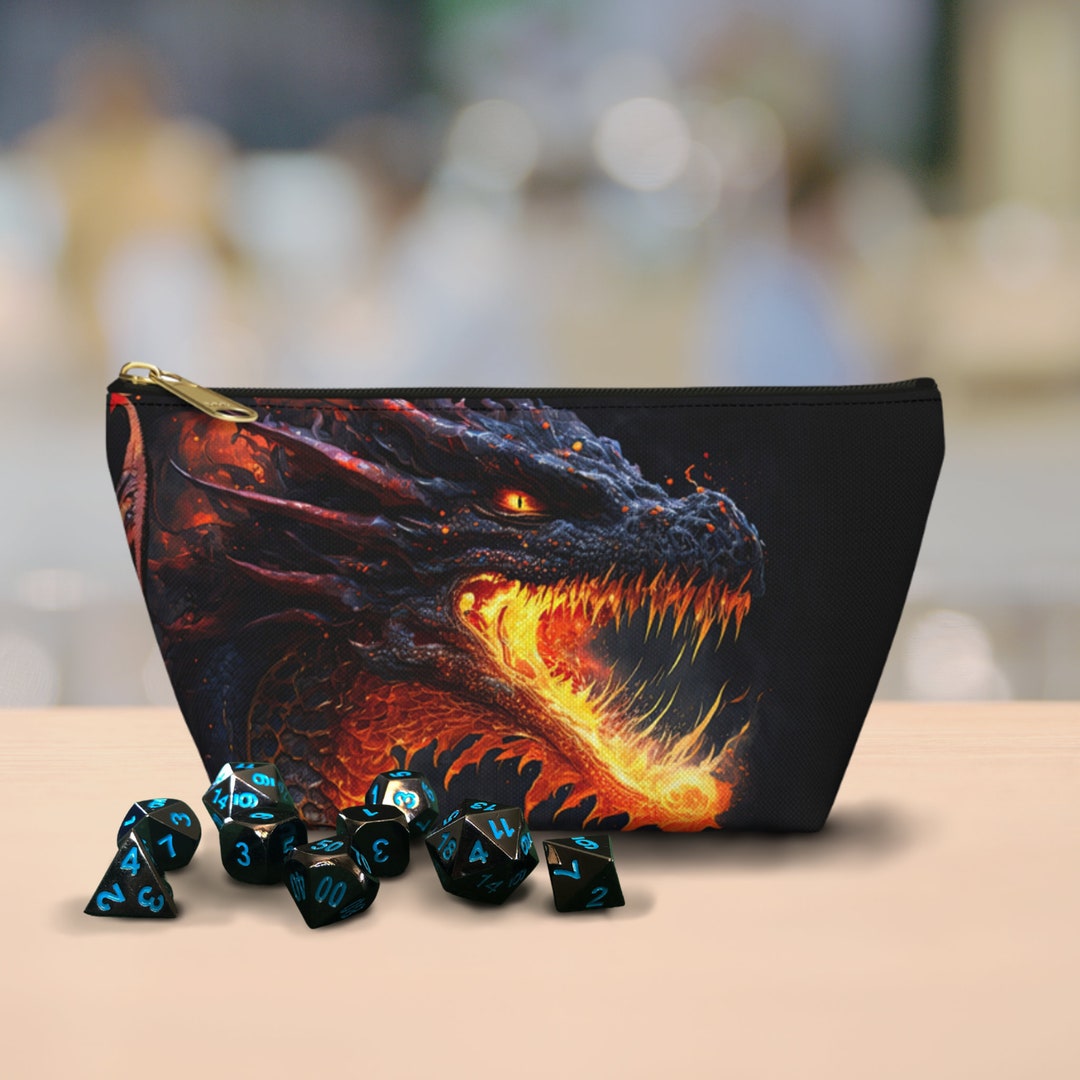 Fire Dragon Dice Bag, Zippered Dnd Dice Pouch, RPG Accessories Bag ...