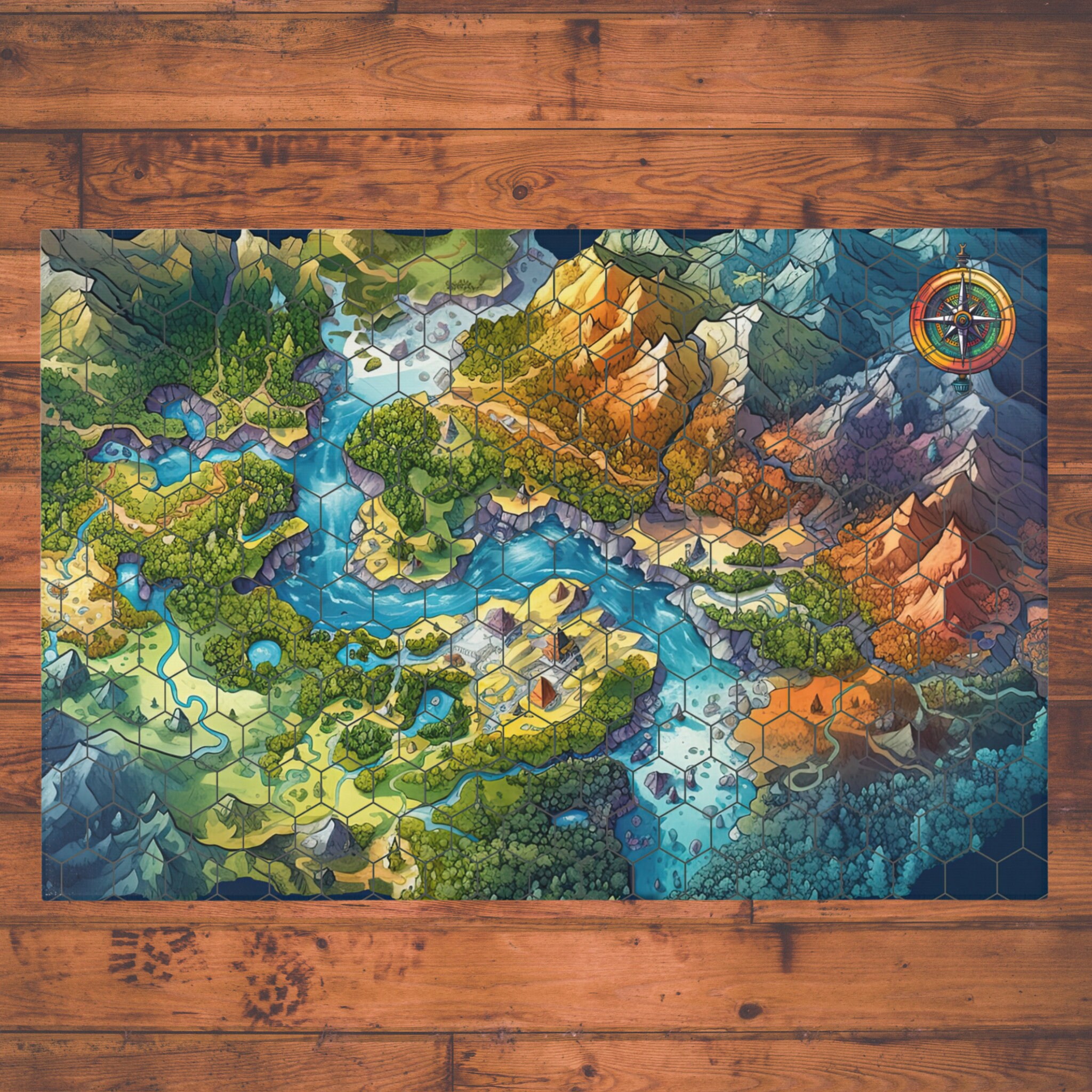 Area Rug Game Room Fantasy Map Rug Child's Room Colorful Hexagon ...