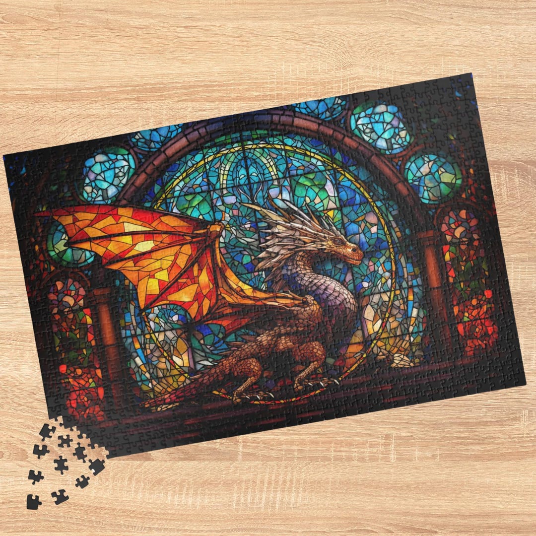 Puzzle Dragon Jigsaw Puzzle Stained Glass Dragon Puzzle 1000 Piece ...