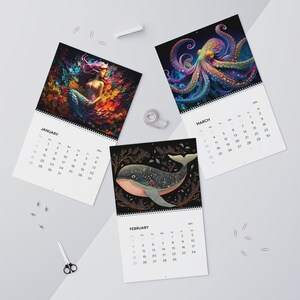 2024 Sea Life Wall Calendar, Underwater Calendar, Whale and Mermaid ...