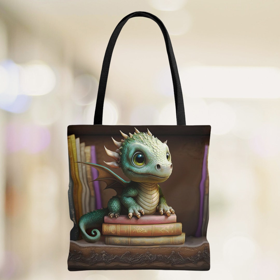 Tote Bag Baby Dragon Tote Cute Dragon Tote Game Night Carry-all Fantasy ...