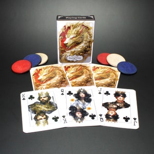 White Dragon Playing Cards, Elegant Poker Card Fantasy Deck, Gift for ...