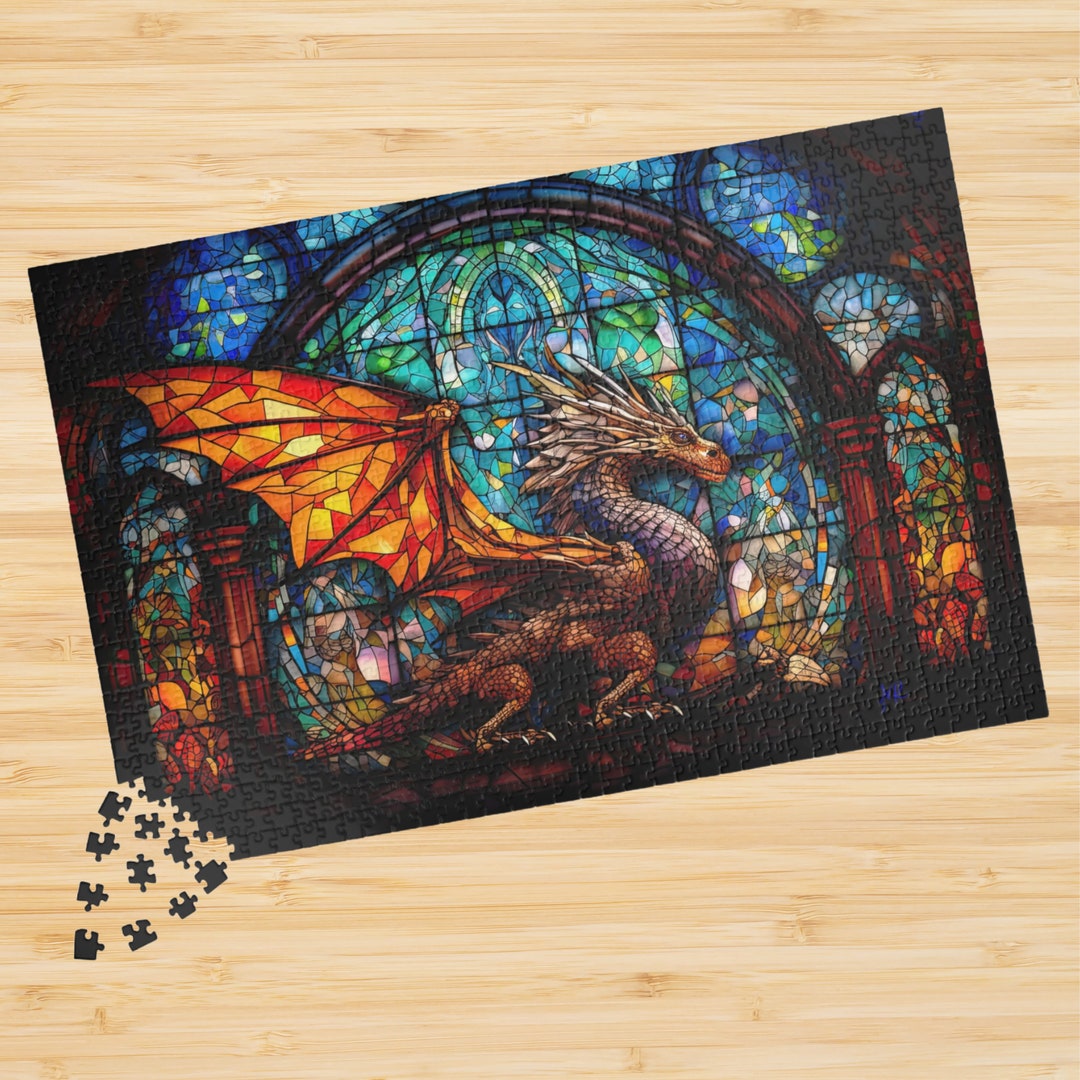 Puzzle Dragon Jigsaw Puzzle Stained Glass Dragon Puzzle 1000 Piece ...