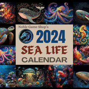 2024 Sea Life Wall Calendar, Underwater Calendar, Whale and Mermaid ...