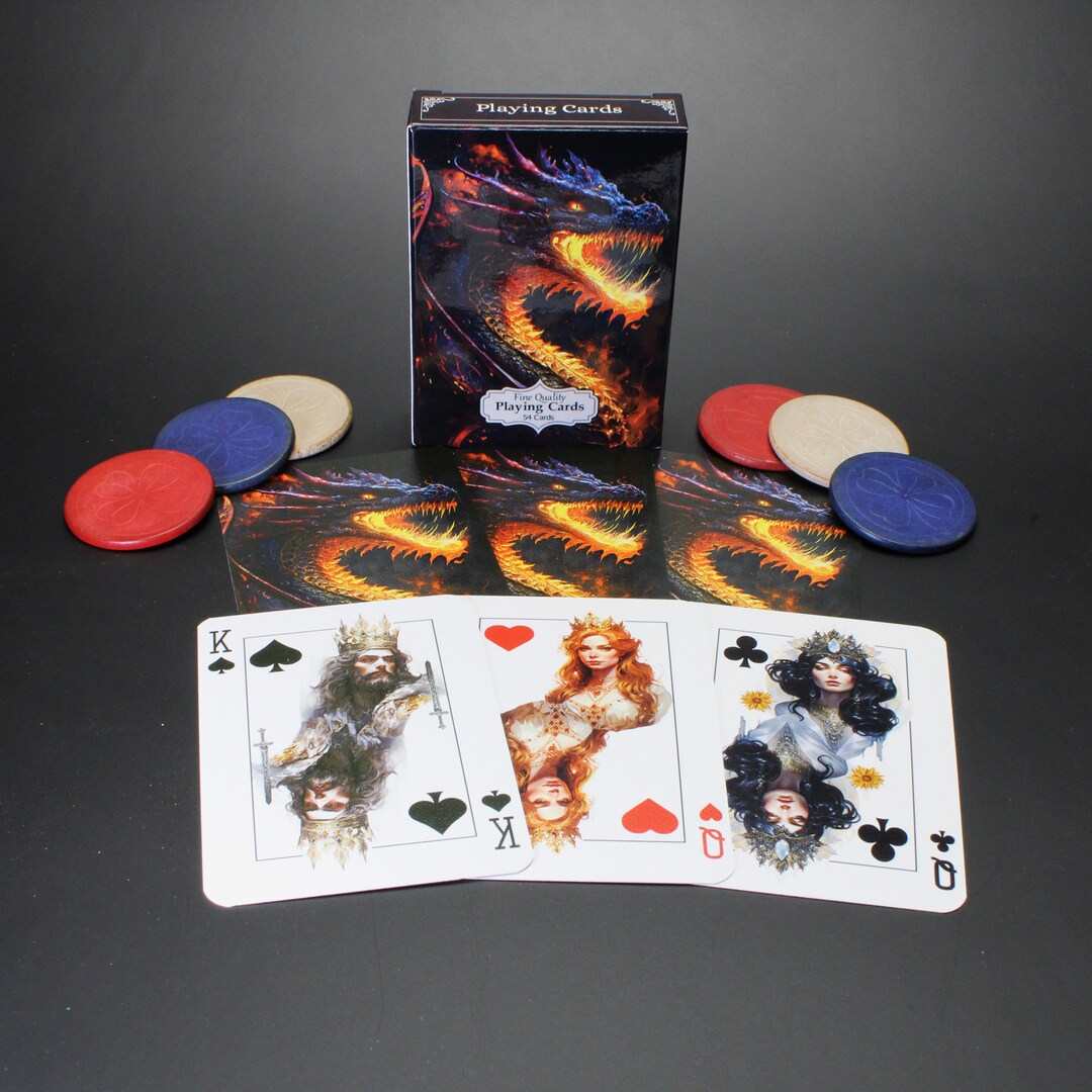 Fire Dragon Playing Cards, Elegant Poker Card Fantasy Deck, Gift for ...