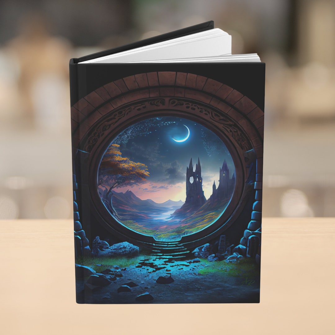 Blank Hardcover Journal, Magical Portal Lined Notebook, Fantasy Scene ...