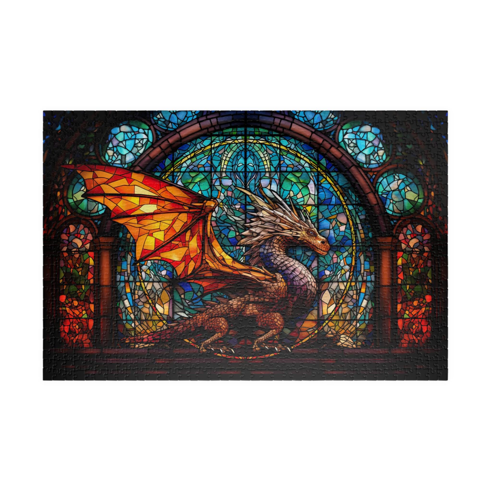 Puzzle Dragon Jigsaw Puzzle Stained Glass Dragon Puzzle 1000 Piece ...