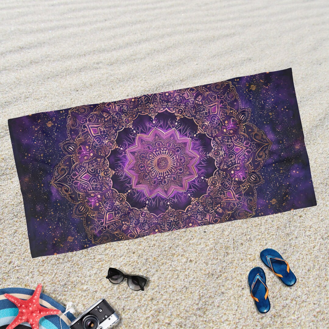 Purple Mandala Beach Towel, Large Purple Pool Towel, Beachgoer Gift ...
