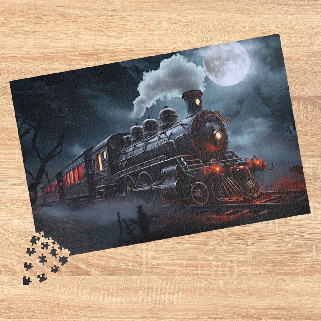 Night Train Jigsaw Puzzle, Locomotive Puzzle for Adults and Kids, Steam ...