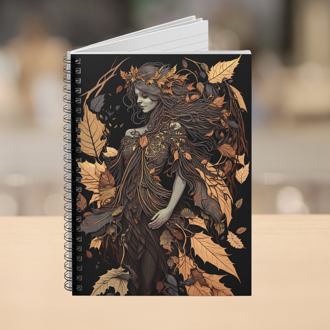 Spiral Notebook Fantasy Cover Blank Ruled Line Notepad Autumn Feminine ...