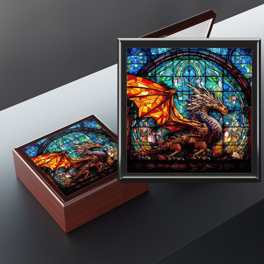 Wood Dice Box, Dragon Storage Box, Padded Dnd and RPG Dice and Card Box ...