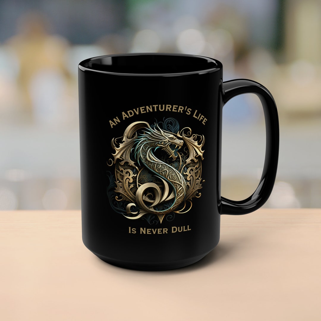 Dnd Coffee Mug, Dragon Mug, Dungeons and Dragons Black Mug, RPG Cup ...