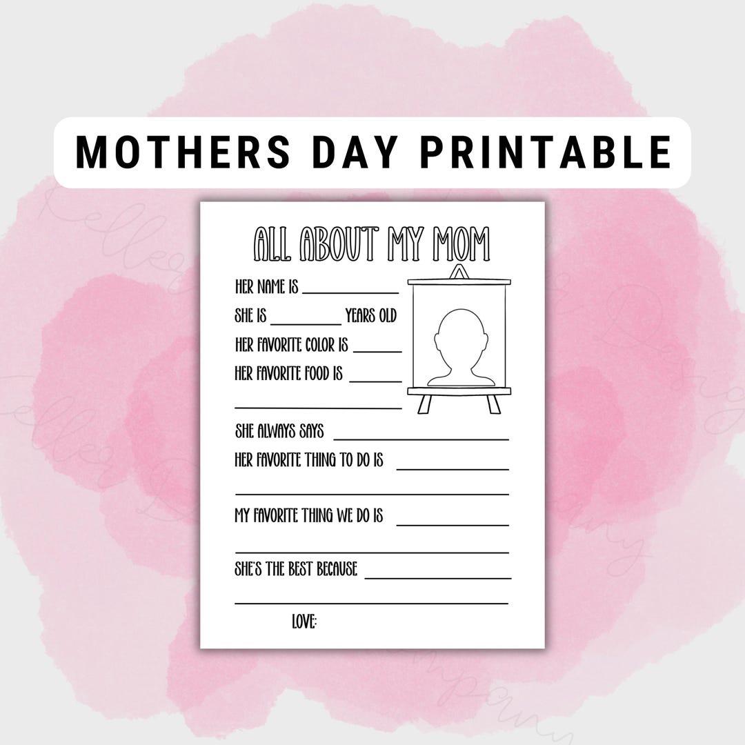 All About Mom Worksheet | Mothers Day Craft | Nursery School Activity ...