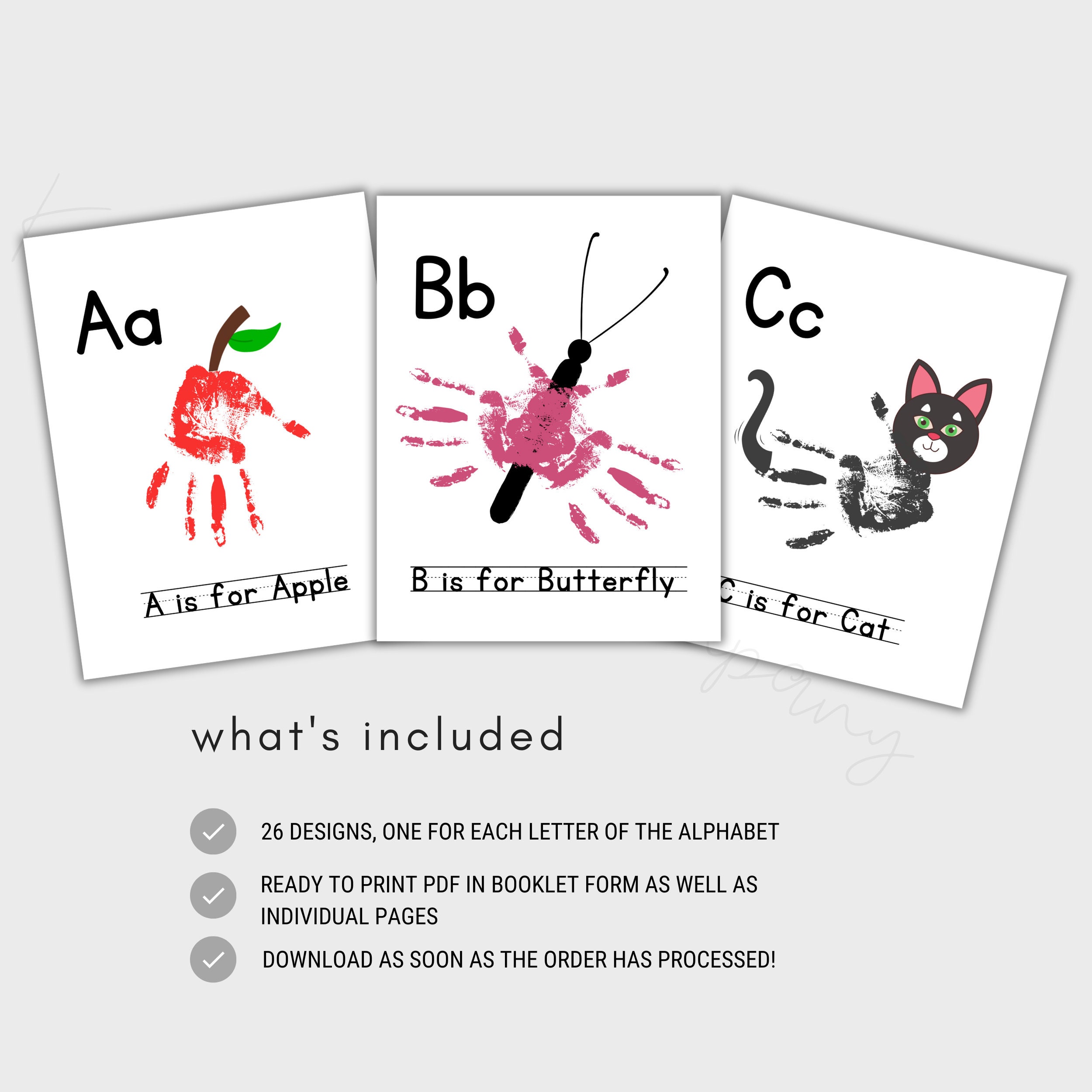 ABC Handprint Craft Digital Download | Preschool/kindergarten Craft ...