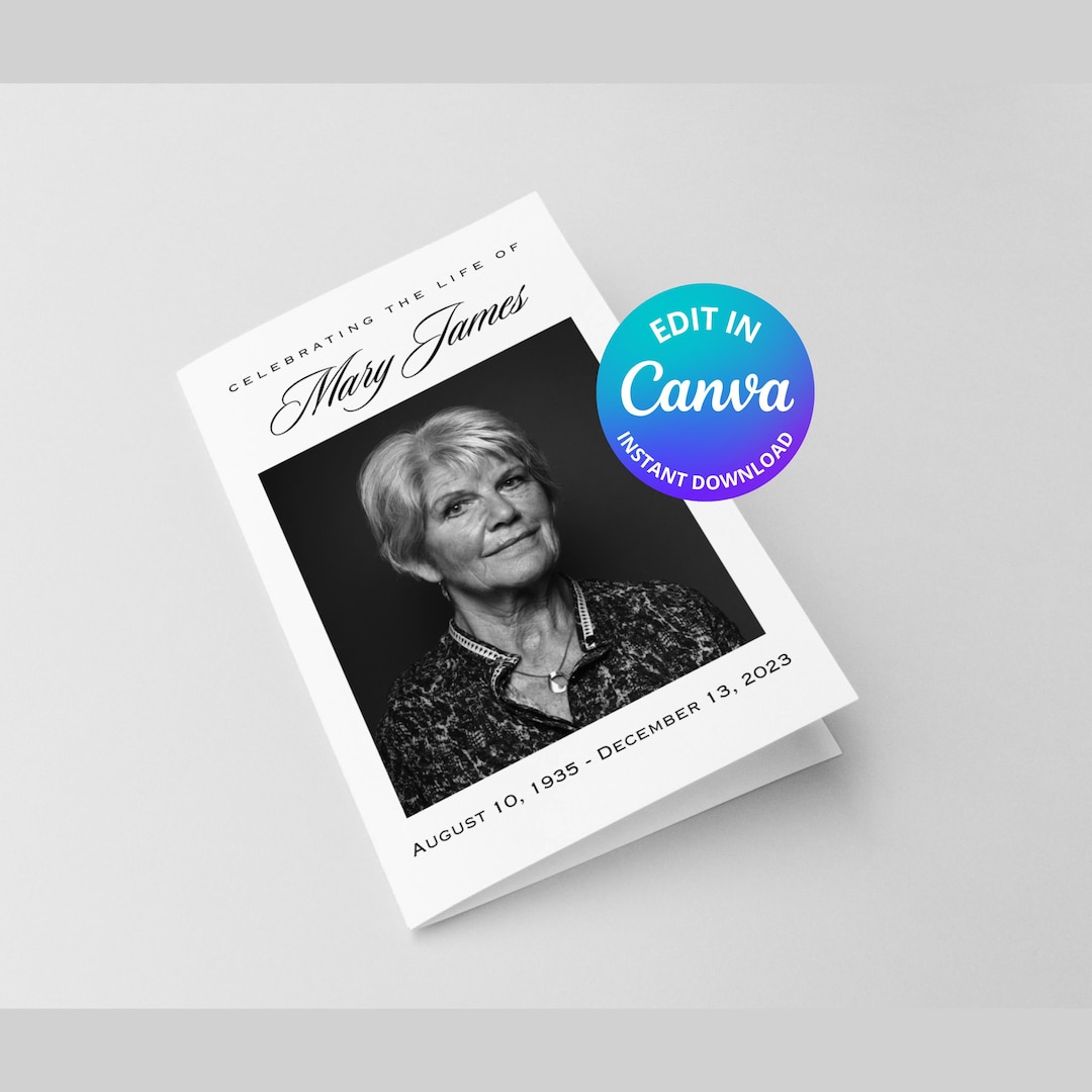 Funeral Program Template | Simple Memorial Service Program ...