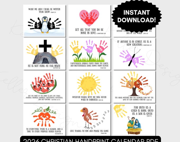 Printable Handprint Calendar, 2026 Calendar, Happy New Year 2026, Baby ...