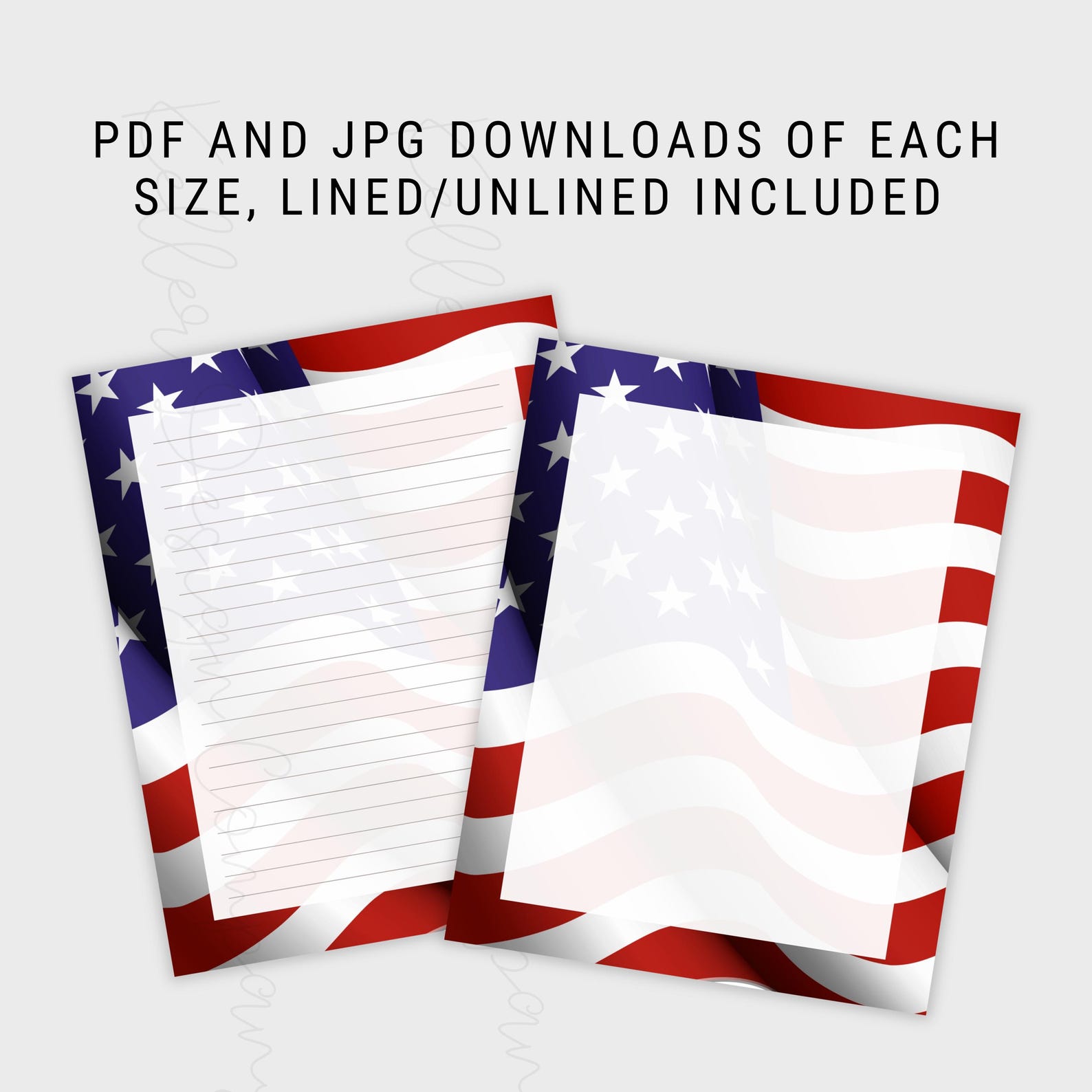 USA Notecard Stationary | Red White & Blue Printable Notecard | US Flag ...