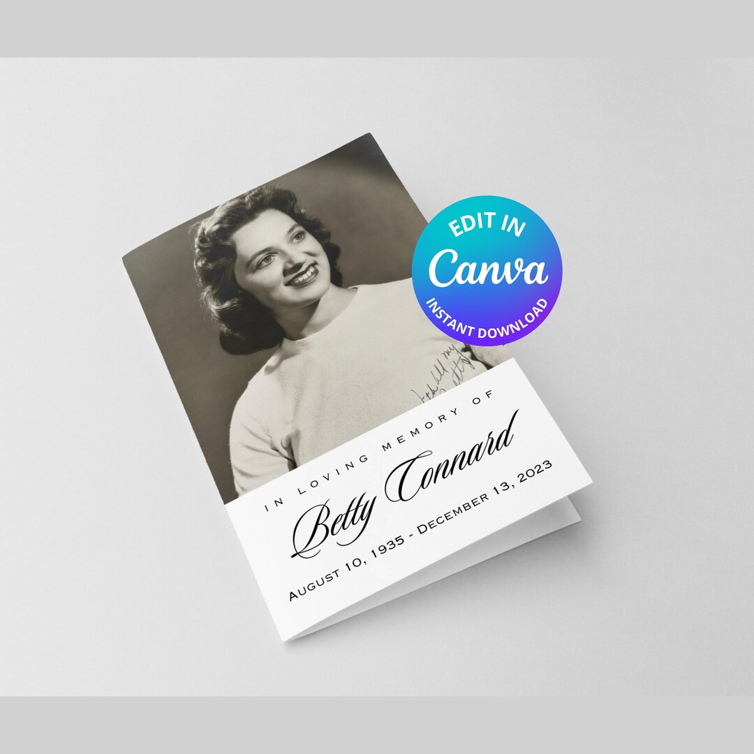 Funeral Program Template | Simple Memorial Service Program ...