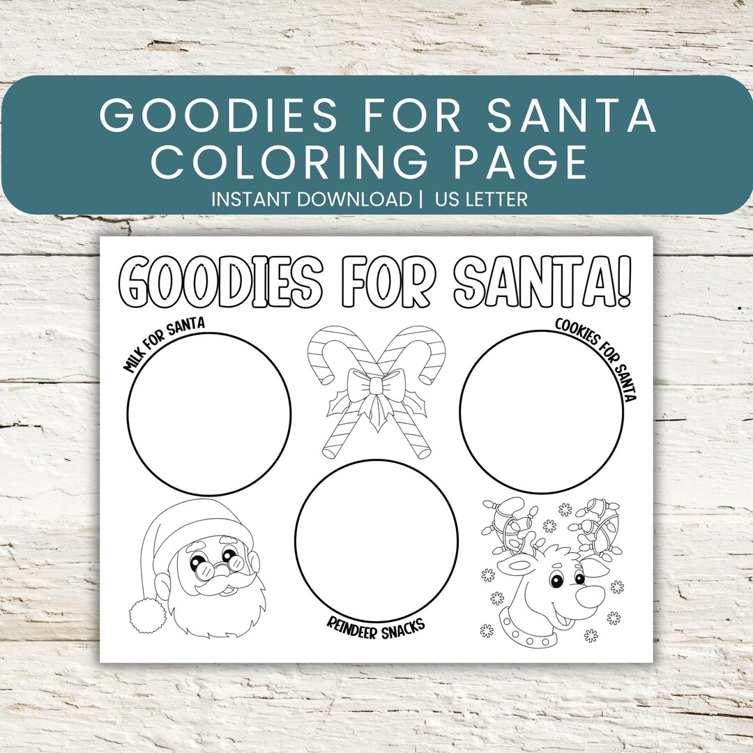 Goodies for Santa Coloring Page Cookies for Santa Activity Reindeer ...