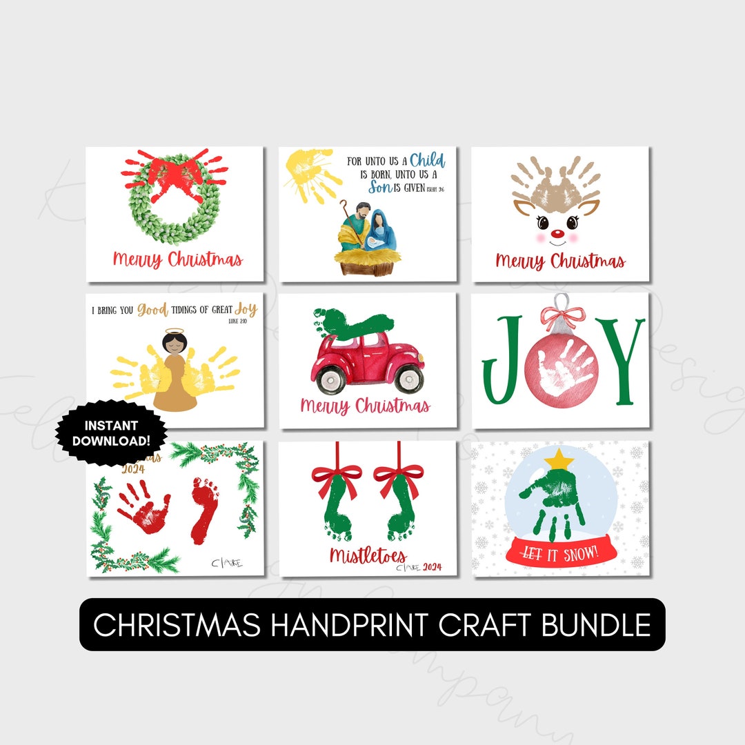 Christmas Handprint Craft Bundle | Holiday Handprint Crafts | Gift for ...