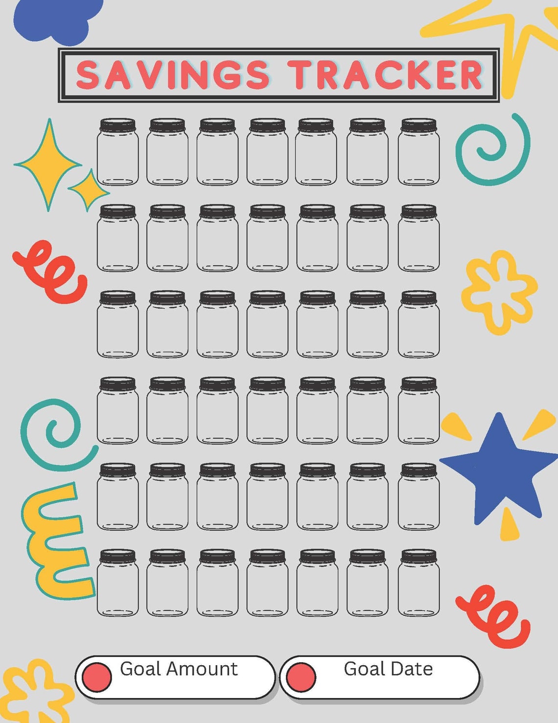 Printable Savings Tracker Doodles - Etsy