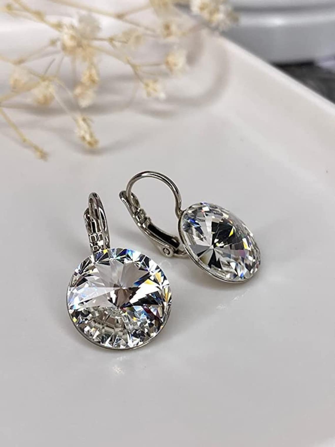 Amante Crystal Round Leverback Cocktail Earrings With Swarovski ...