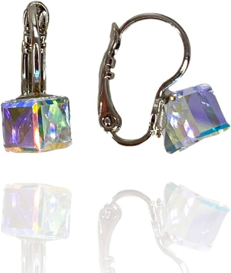 Amante Crystal Square Minimalist Cocktail Earrings With Swarovski ...
