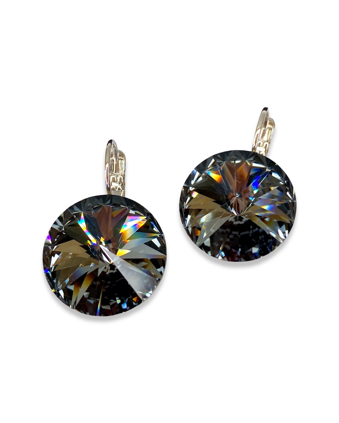 Amante Crystal Round Leverback Cocktail Earrings With Swarovski ...