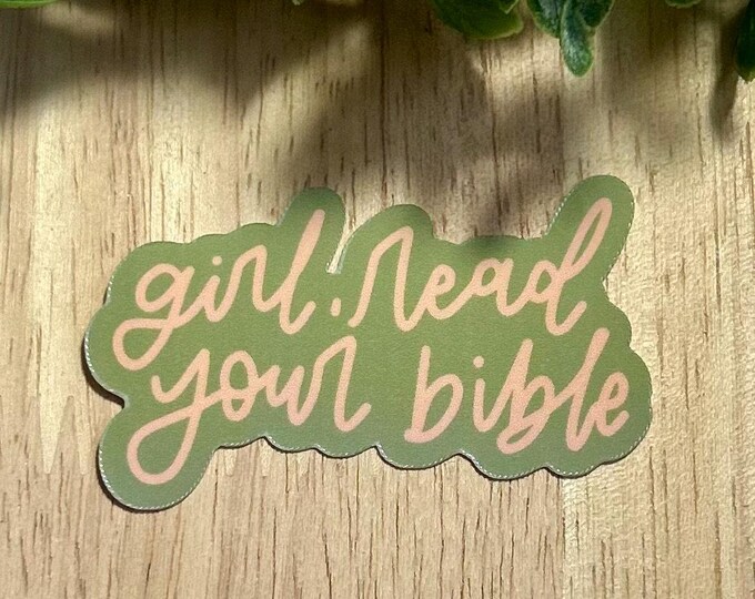 Girl Read Your Bible Sticker: Green Waterproof Christian Decal - Etsy