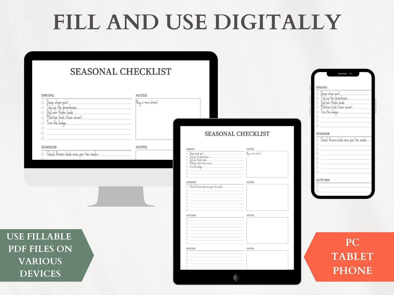 Editable Seasonal Checklist, Plant Care Diary, Digital Gardening ...