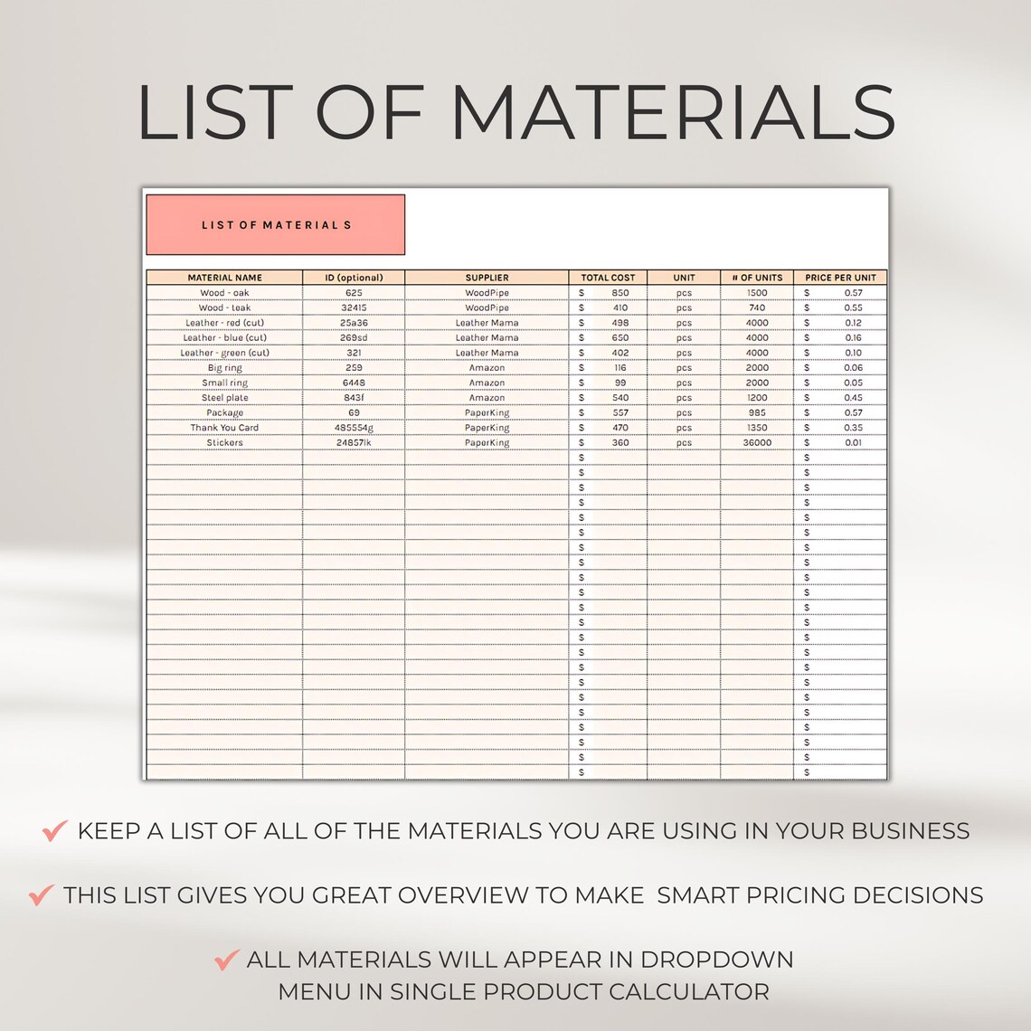 Sublimation Pricing Calculator Spreadsheet for Small Business, Handmade ...