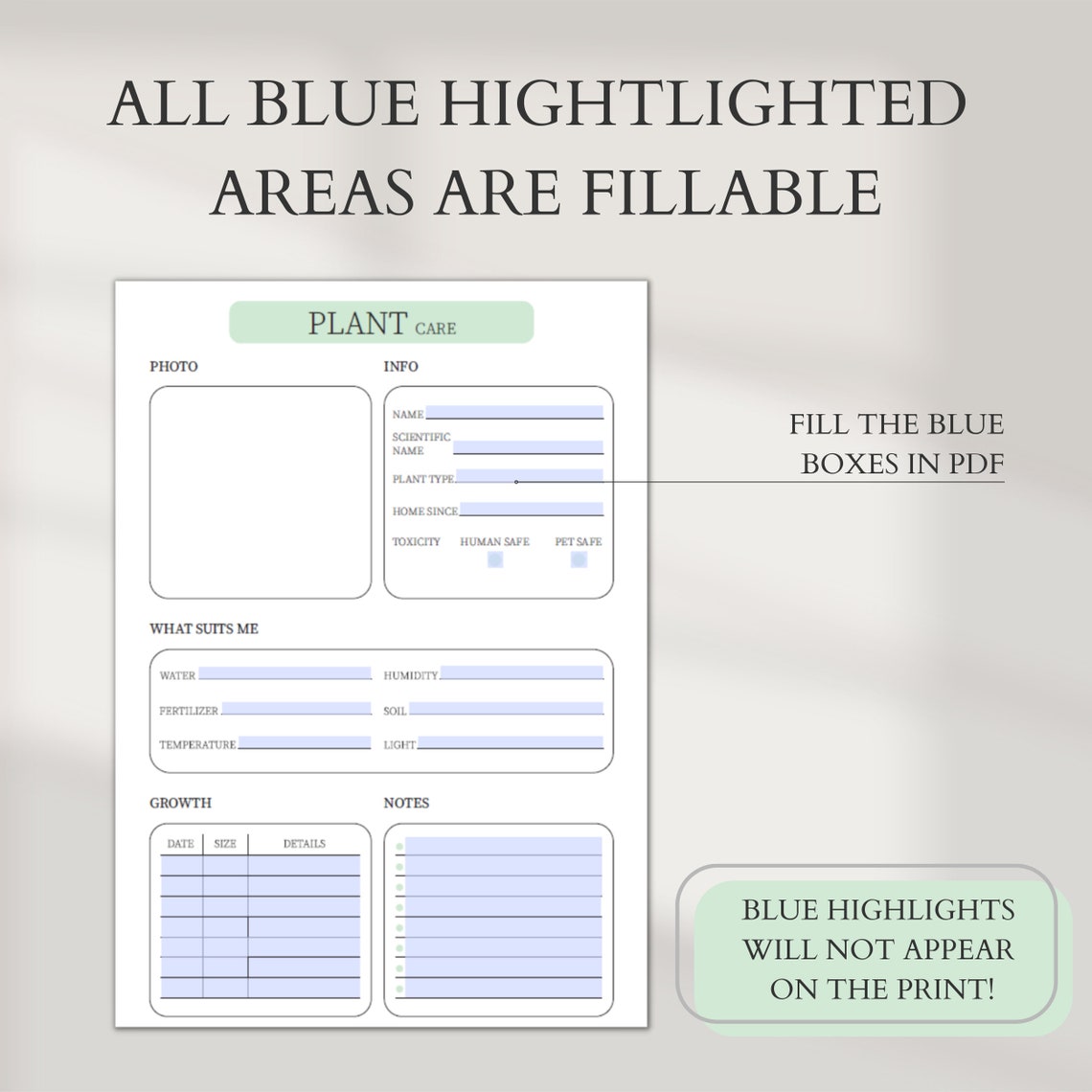 Plant Care Journal, Garden Tracker Diary, Digital Editable Indoor Plant ...